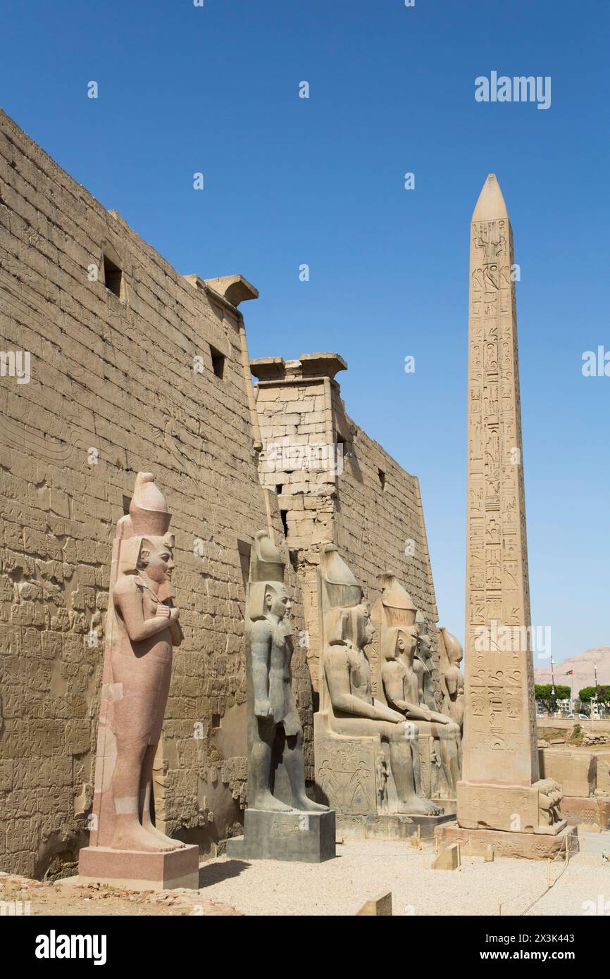 Colossi of Ramses II in Front of Pylon, Obelisk, Luxor Temple, UNESCO ...