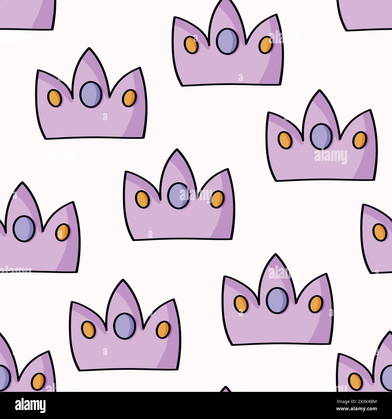 Seamless pattern with Crown on color background. Doodle vector ...