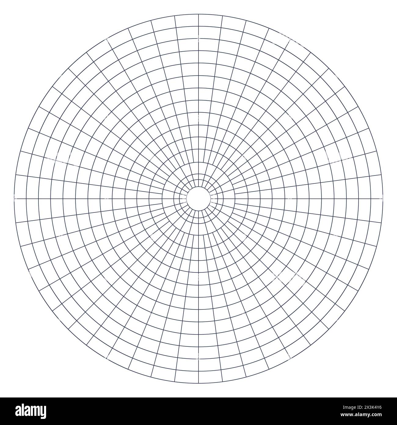 Polar coordinate circular grid isolated on white background. 360 ...