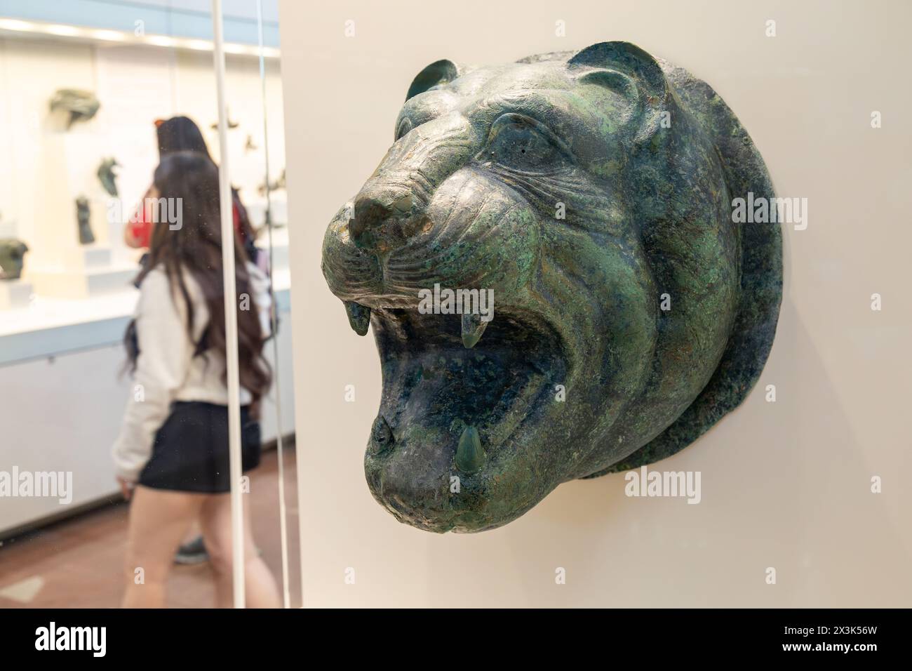 Bronze lion head, Archeological museum of Olympia, Greece Stock Photo ...