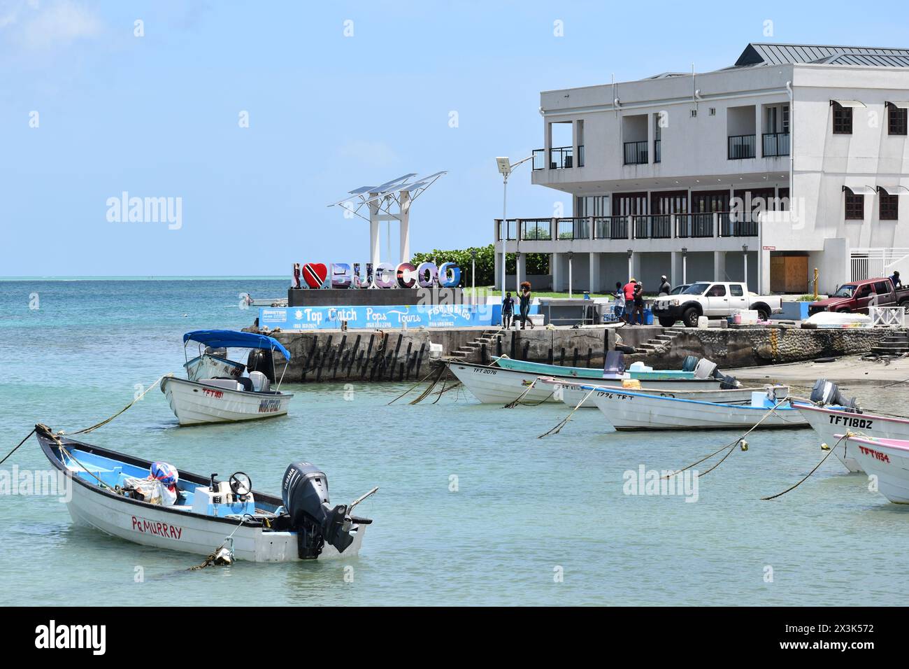 Buccoo, Tobago - June 8, 2023 - View of the ocean and wooden fishing ...