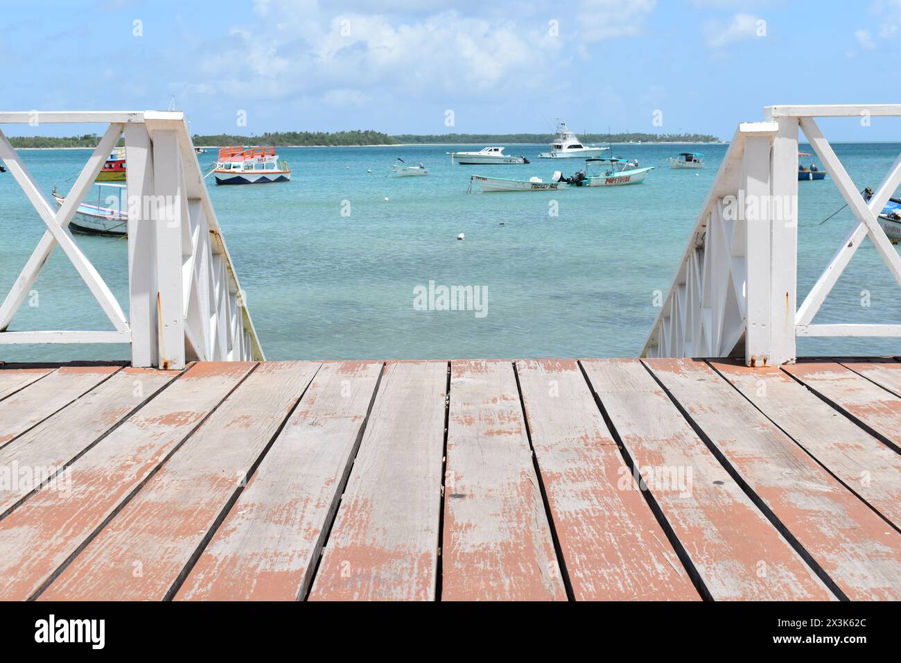 Buccoo, Tobago - June 8, 2023 - View of the ocean and wooden fishing ...