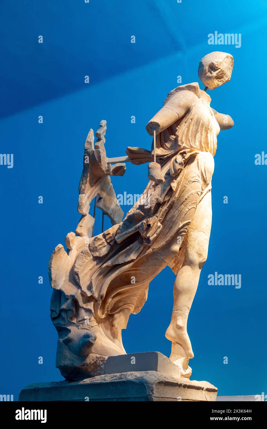 Nike of Paionios statue, Archeological museum of Olympia, Greece Stock ...