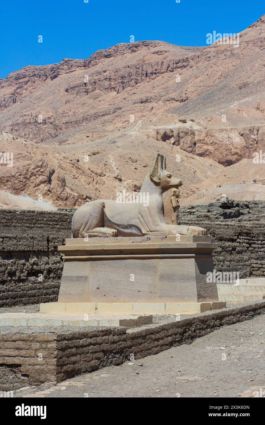 Statue of the ancient Egyptian god Anubis (represented as a jackal) at ...