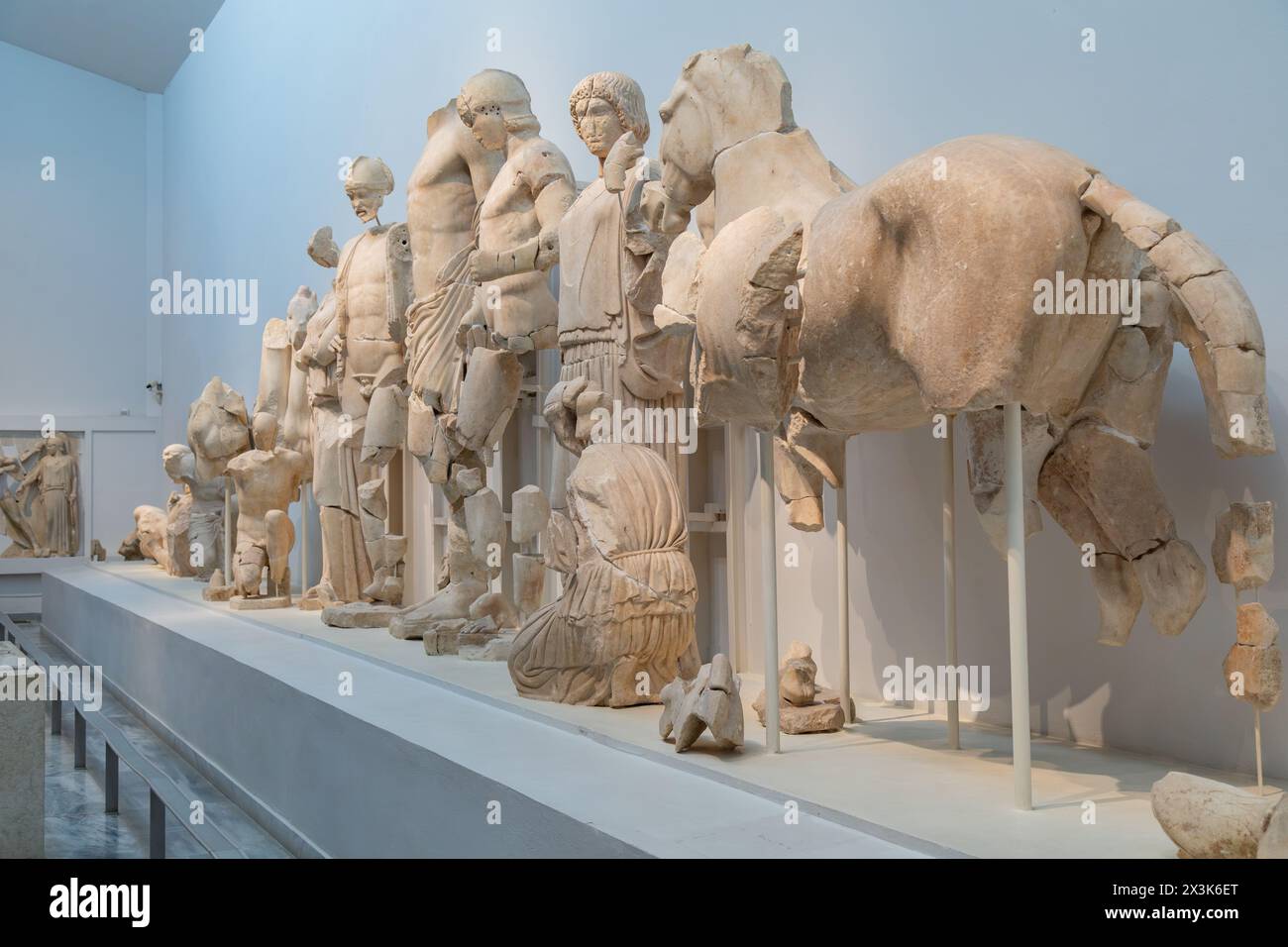East pediment of the temple of Zeus, Archeological museum of Olympia ...