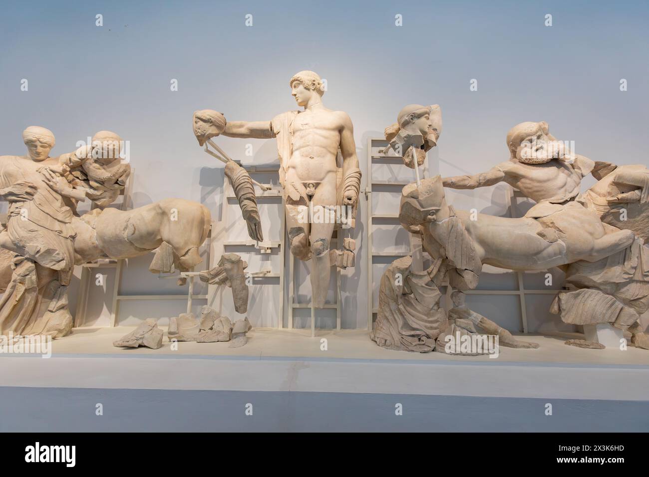 The west pediment of the temple of Zeus, Archeological museum of ...