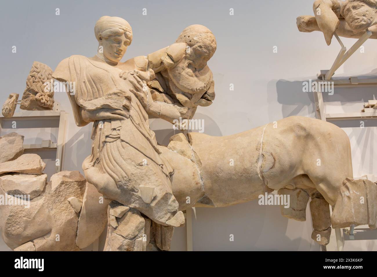 The west pediment of the temple of Zeus, Archeological museum of ...