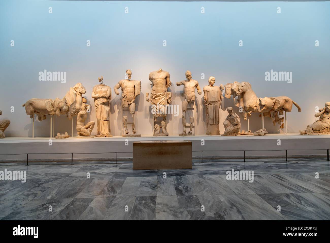 East pediment of the temple of Zeus, Archeological museum of Olympia ...