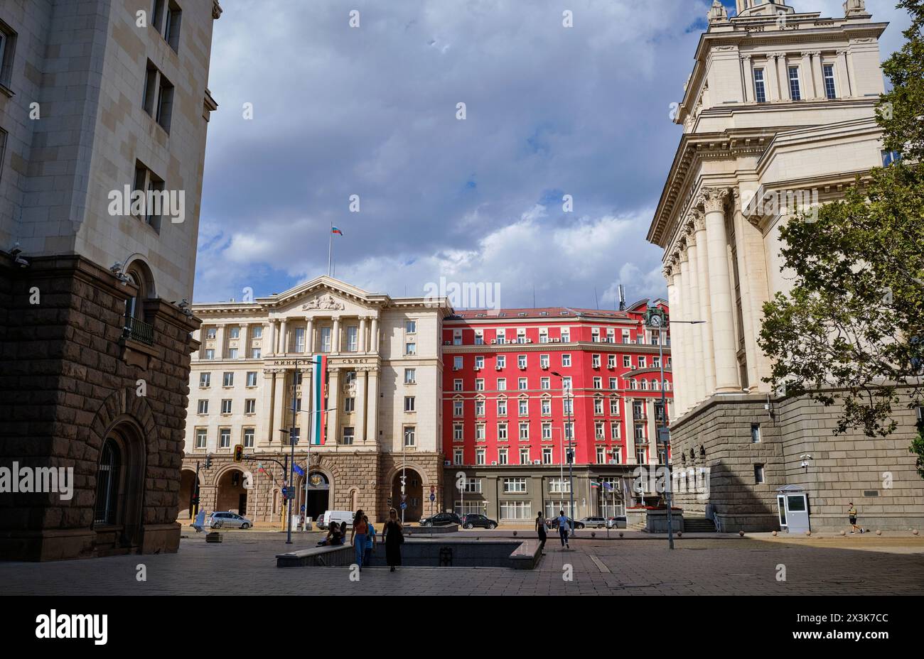 Bulgaria, Sofia, view of the Council of Ministers building (left) and ...