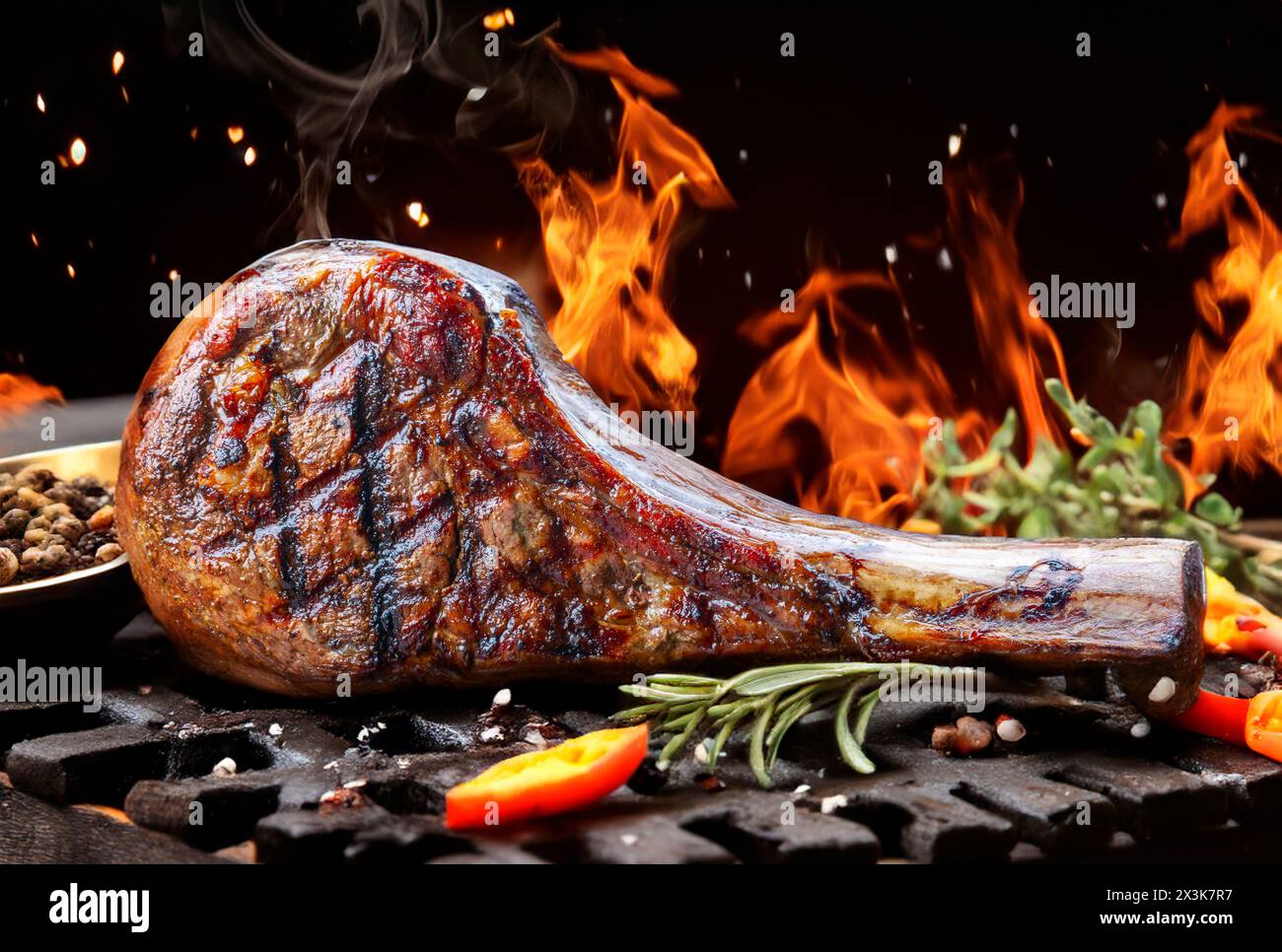freshly grilled Tomahawk steaks Stock Photo - Alamy
