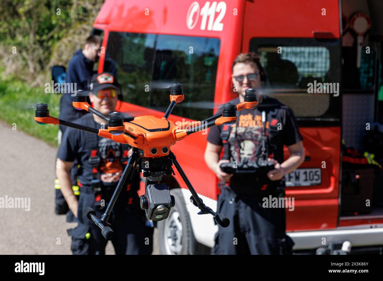 Ehingen, Germany. 27th Apr, 2024. The drone squadron of the Dinkelsbühl ...