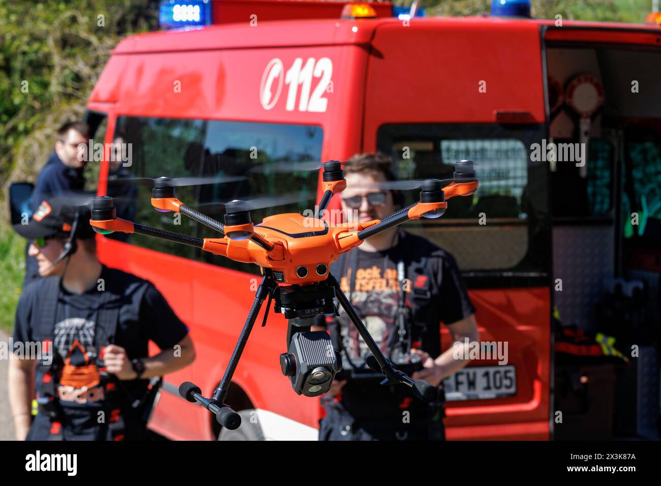 Ehingen, Germany. 27th Apr, 2024. The drone squadron of the Dinkelsbühl ...