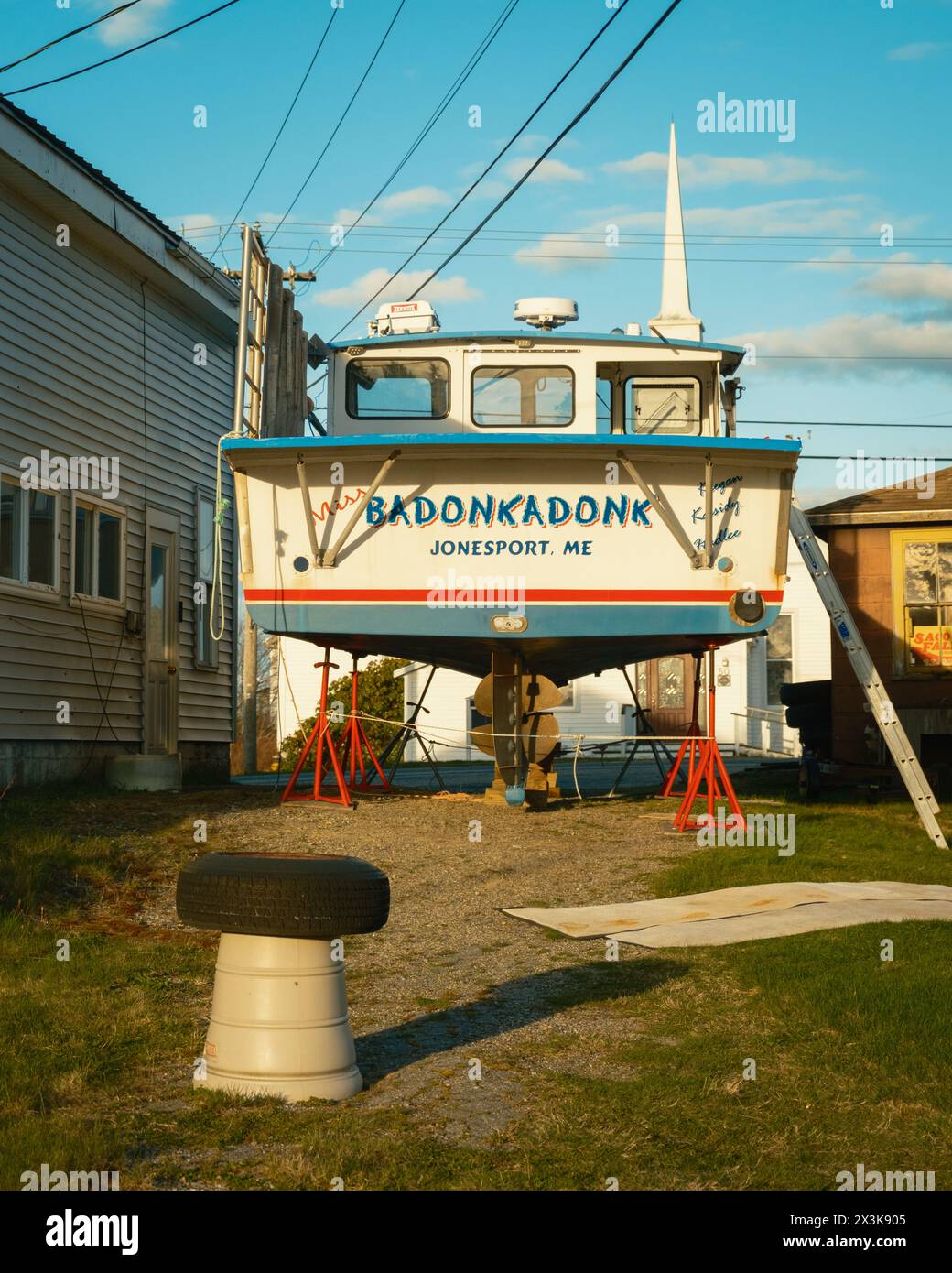 A boat called "Badonkadonk", on Beals Island, Maine Stock Photo - Alamy