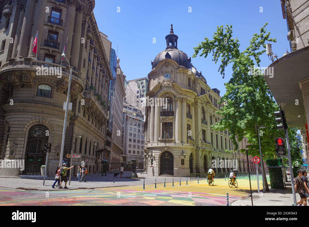 Santiago, Chile - 26 Nov, 2023: Edificio de la Bolsa stock exchange building in old town ...