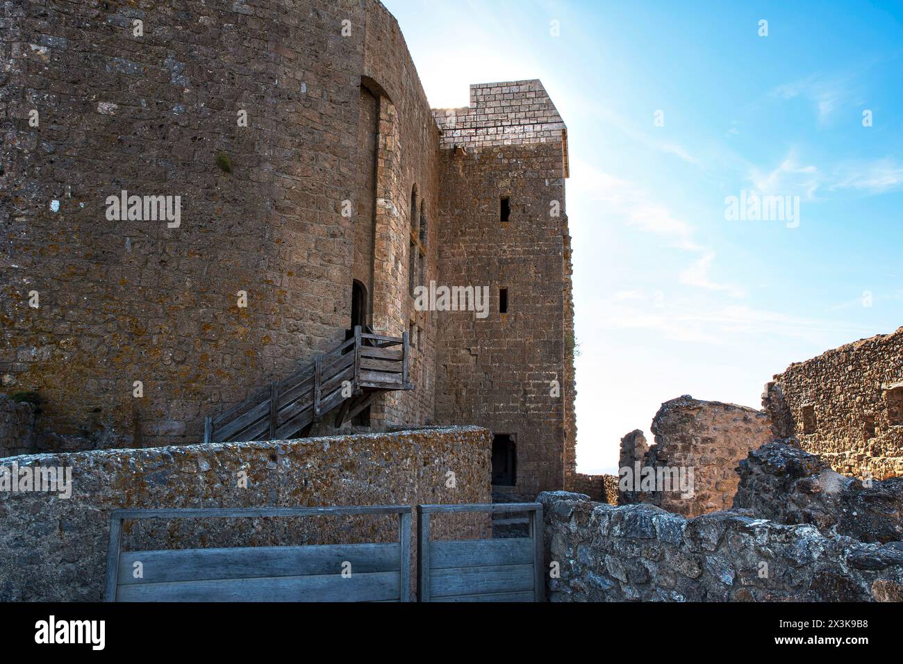 Ruins of the medieval castle of Quéribus, in the Cathar region of ...