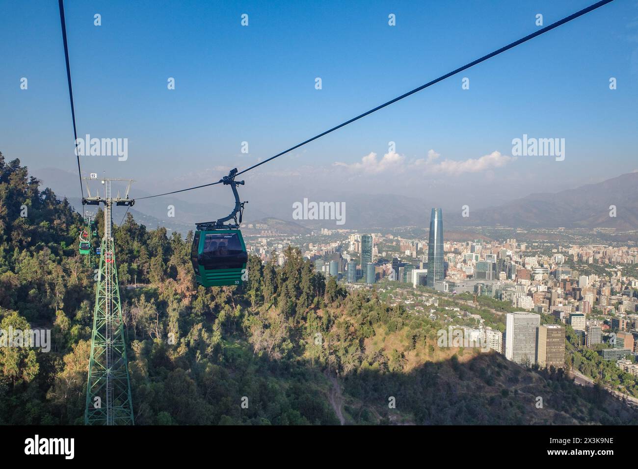 Santiago, Chile - 25 Nov, 2023: Views from the San Cristobal Teleferico ...