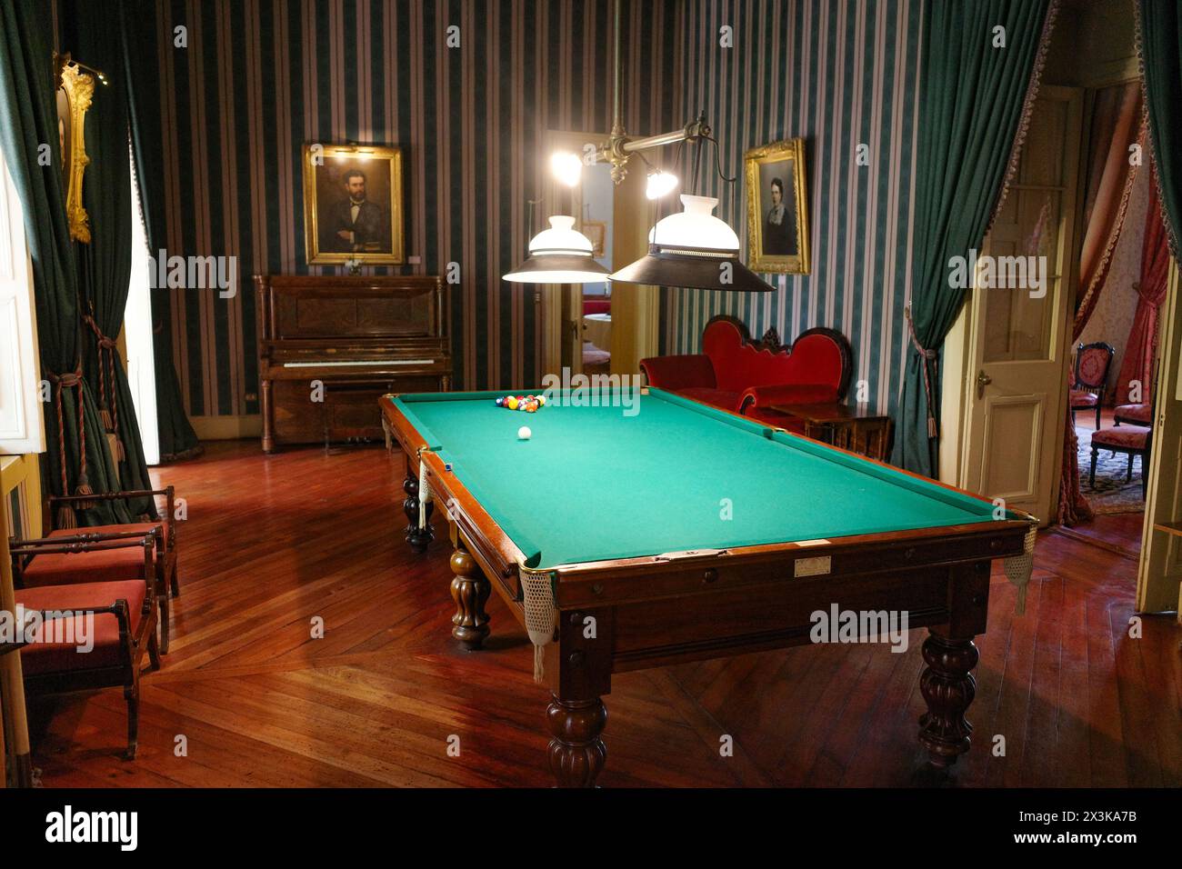 Santiago, Chile - 25 Nov, 2023: Snooker Table at the Hotel Casa Real at ...