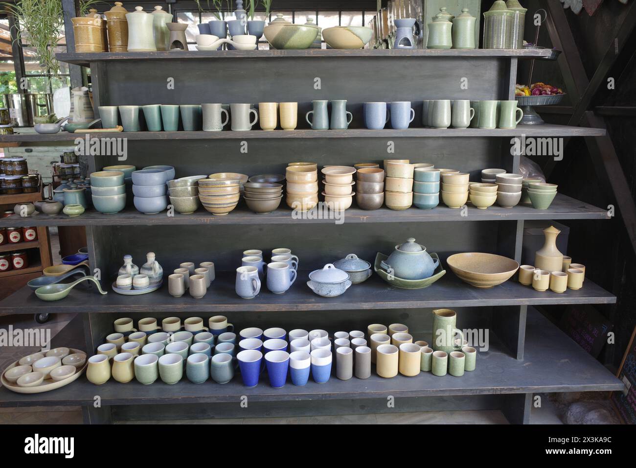 Santiago, Chile - 25 Nov, 2023: Artisanal ceramics on display at a ...