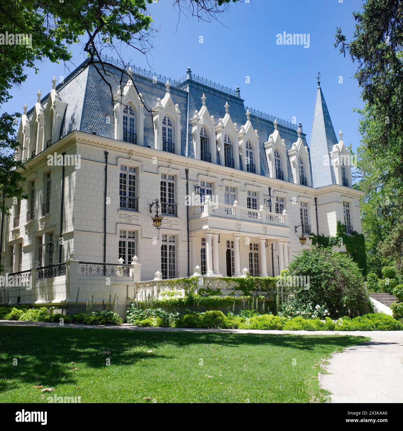 Pirque, Chile - 24 Nov, 2023: French style Chateau Gardens at the Las ...