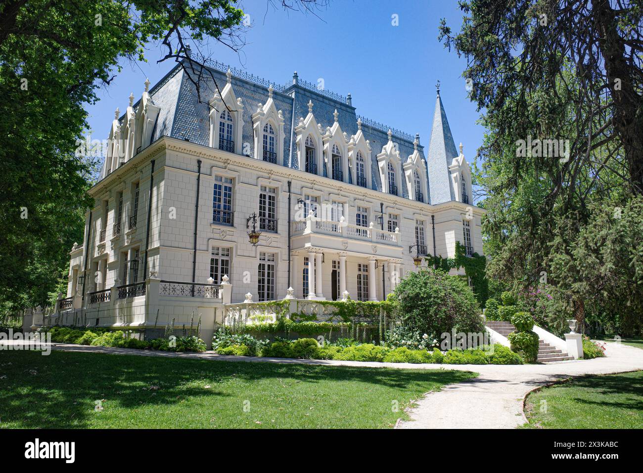 Pirque, Chile - 24 Nov, 2023: French style Chateau Gardens at the Las ...