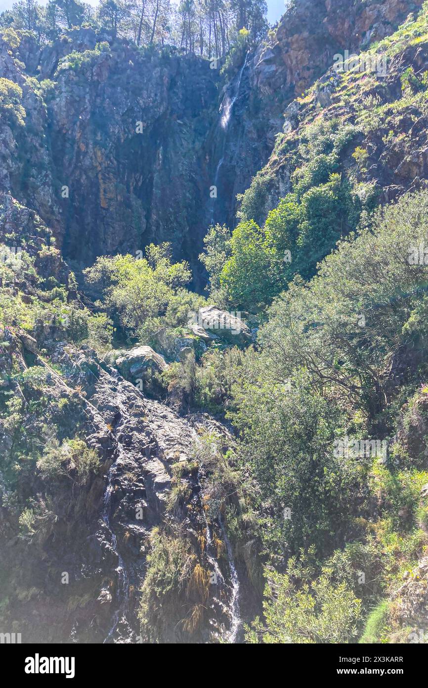 Hiking trail to waterfalls over river Caballos, Sierra de la Nieves ...