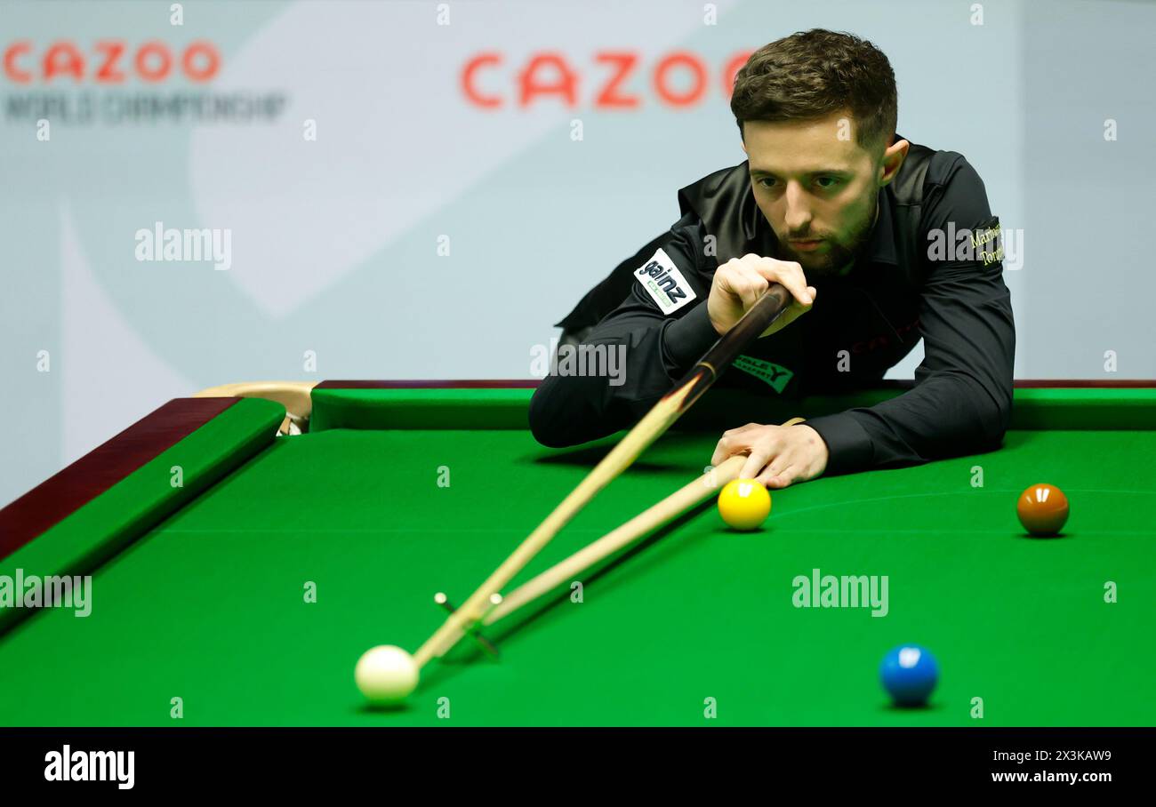 Joe O’Connor on day eight of the 2024 Cazoo World Snooker Championship ...
