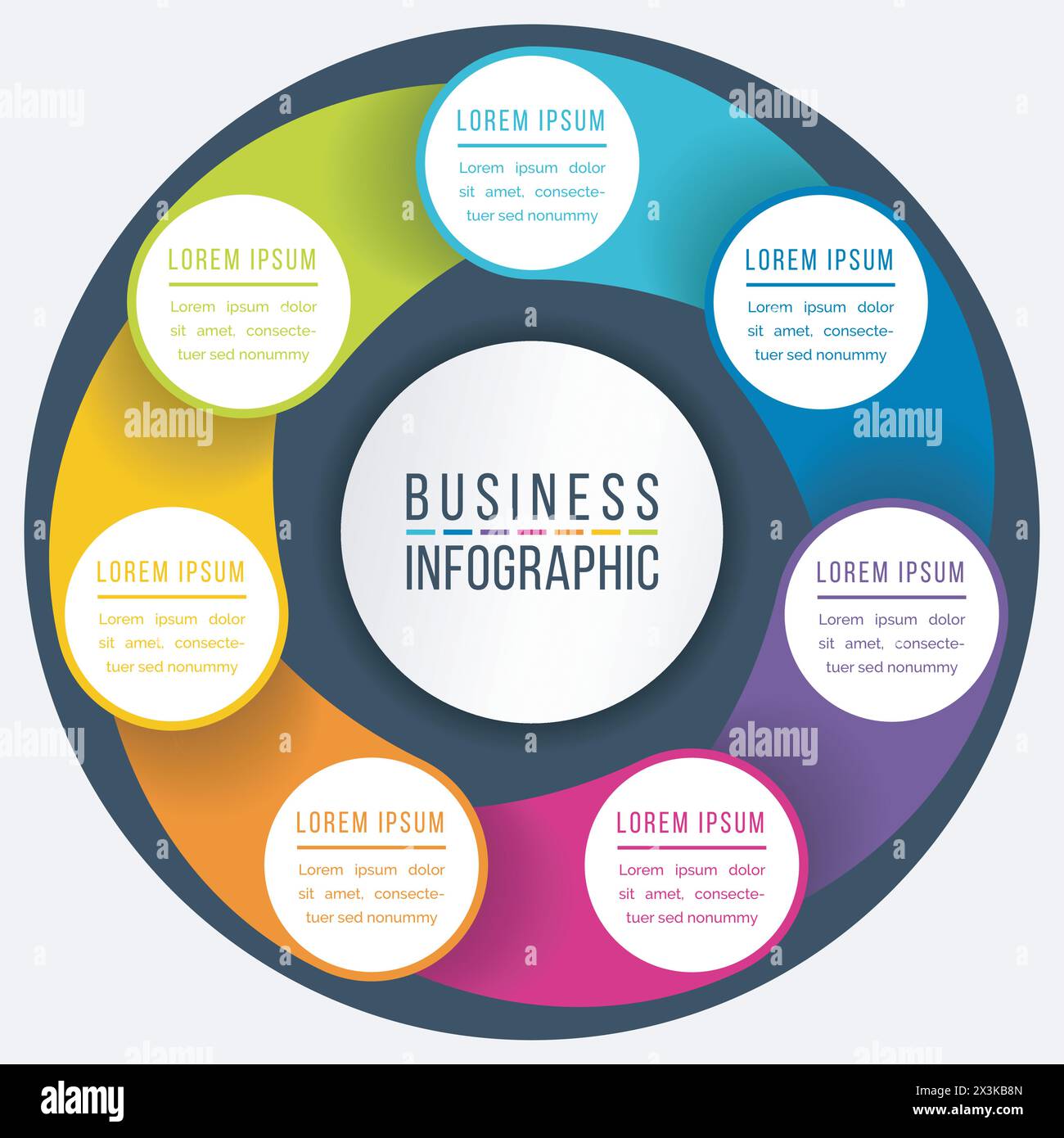Business Infographic circle design 7 steps, objects, options or ...