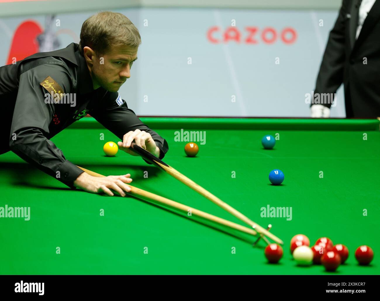 Jack Lisowski on day eight of the 2024 Cazoo World Snooker Championship ...