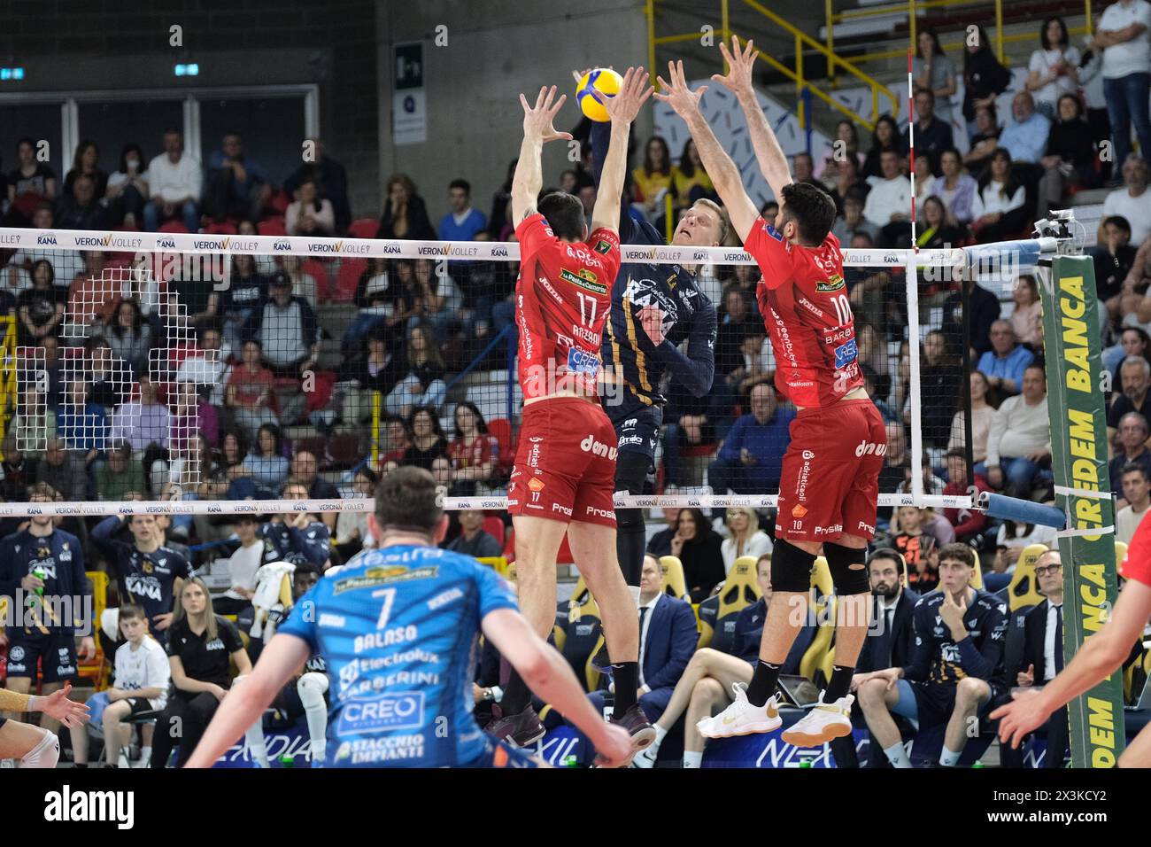 Attack of Donovan Dzavoronok of Rana Verona during the match between ...