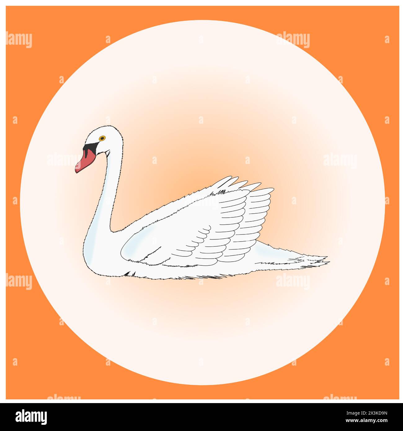 The white swan symbol in orange square frame with circle Stock Vector ...