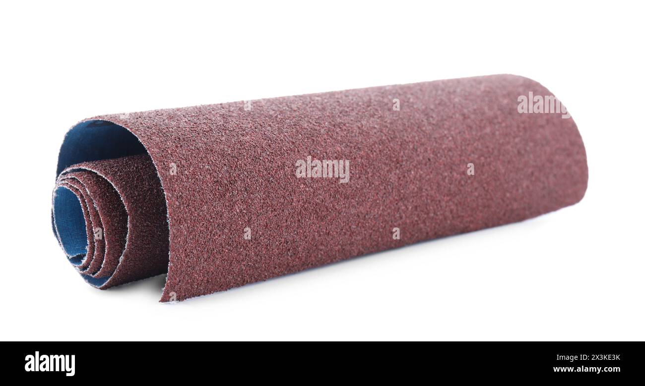 Rolled sheet of sandpaper isolated on white Stock Photo - Alamy