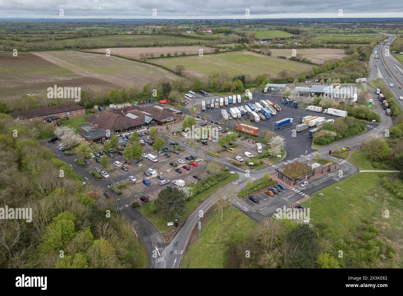 Aerial view of M40 Welcome Break Warwick Northbound Services, Warwick ...