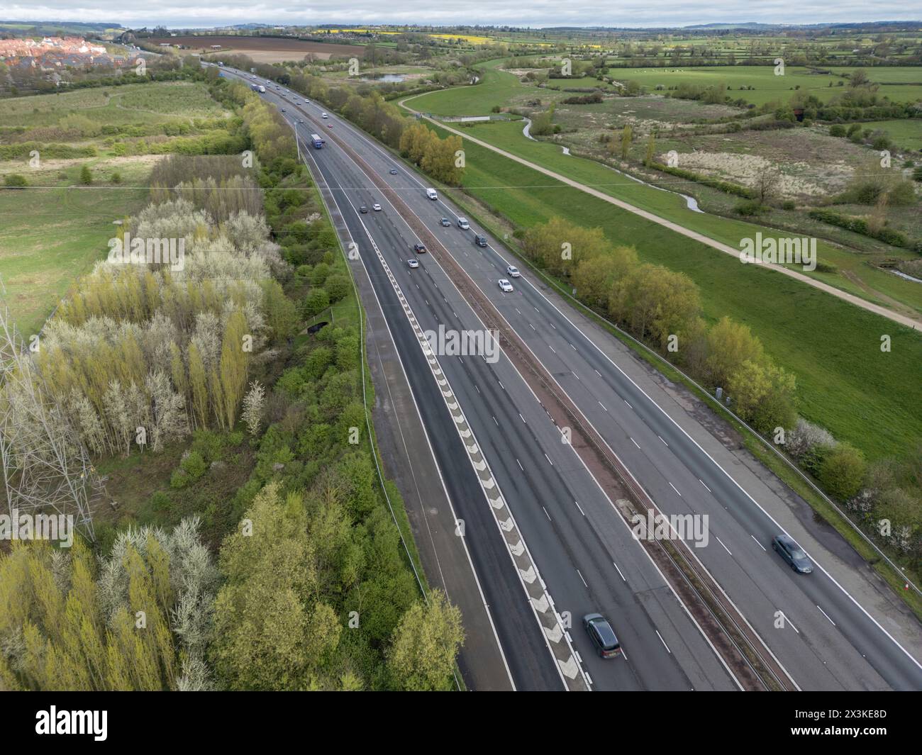 Aerial view of the M40 close to Banbury Gateway Shopping Park ...