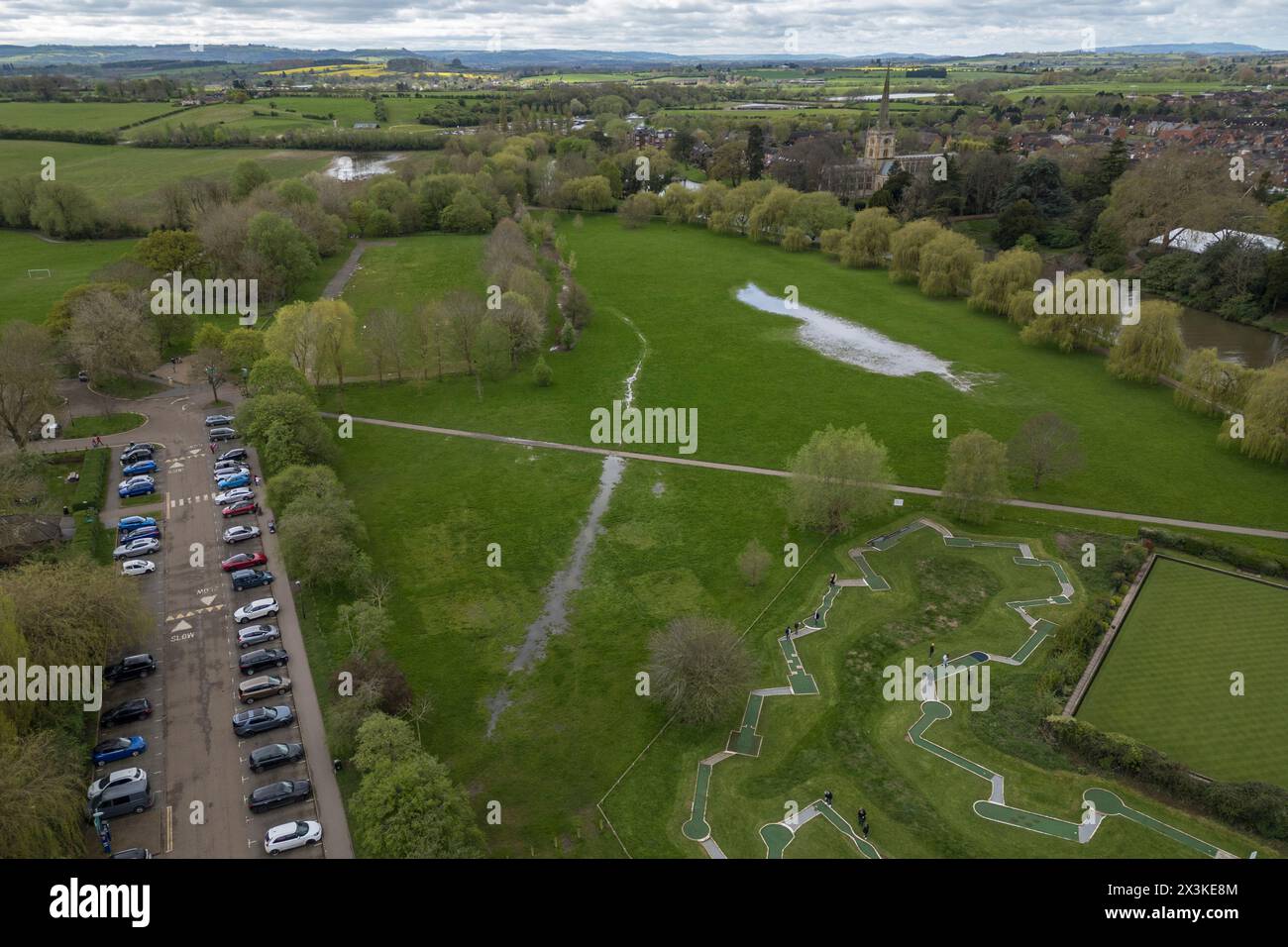 Aerial view of The Recreation Ground in Stratford Upon Avon, UK Stock ...