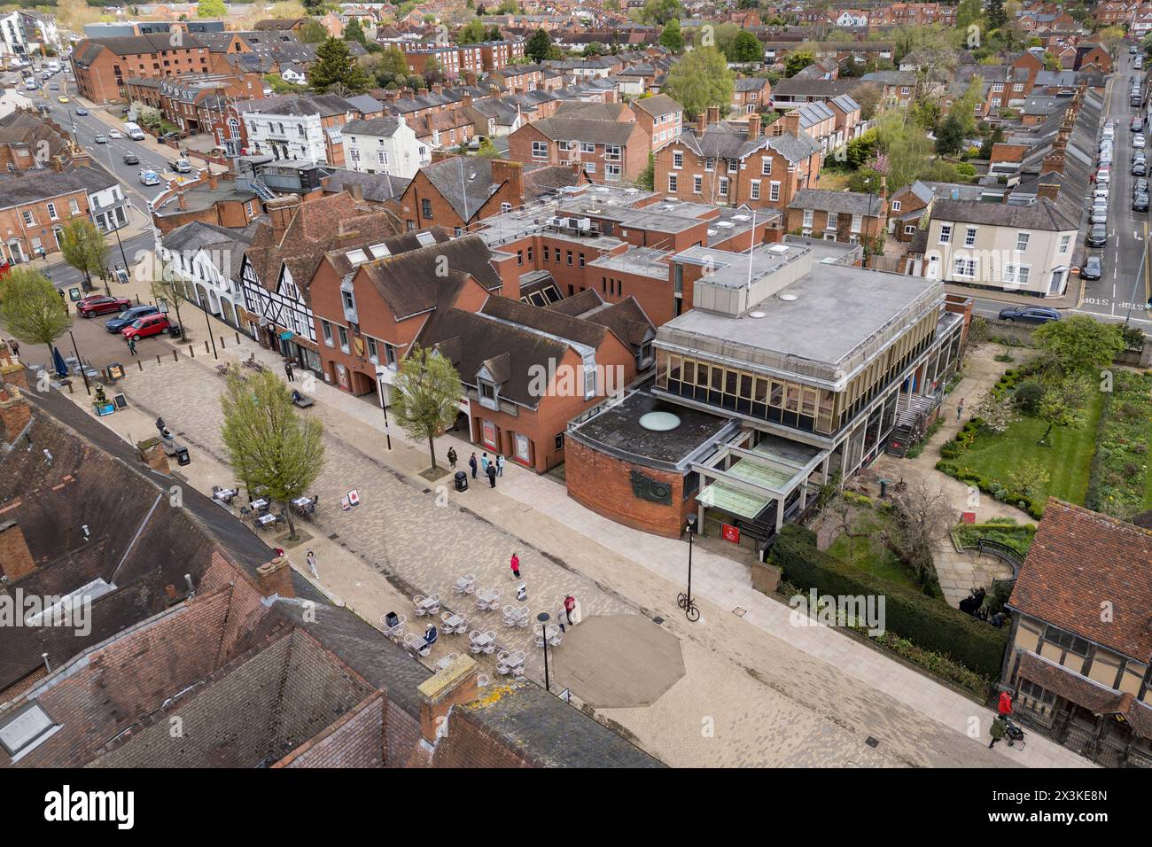 Aerial view of Shakespeares Birthplace Museum, Stratford Upon Avon, UK ...