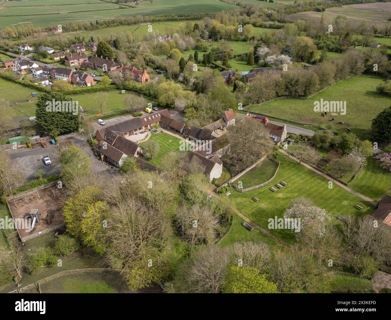 Aerial view of Mary Arden's Farm, Wilmcote, Warwickshire, UK Stock ...