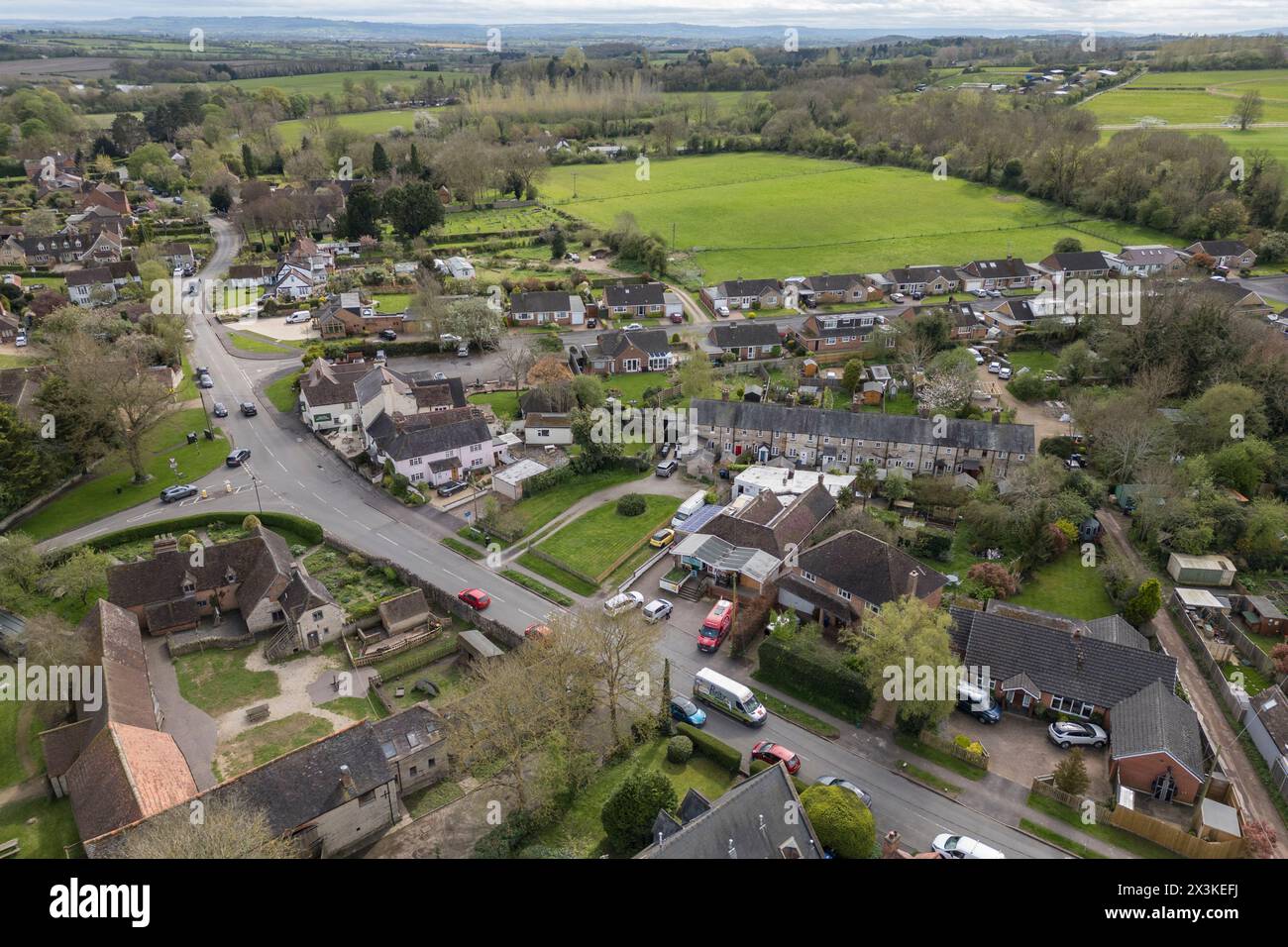 Aerial view of Wilmcote, Warwickshire, UK Stock Photo - Alamy