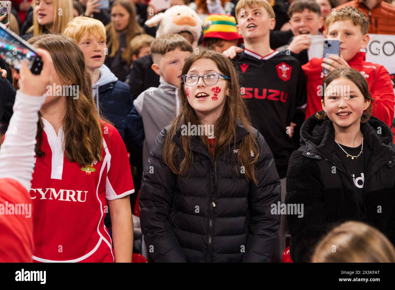 Cardiff, Wales. 27th April 2024. Crowd members during the Women’s Six ...