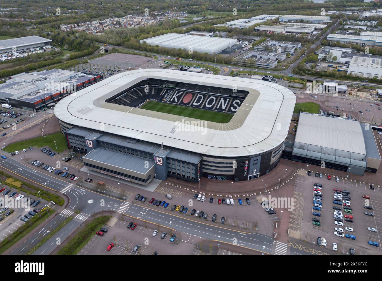 Aerial view of Stadium MK, home ground on the MK Dons in Milton Keynes ...