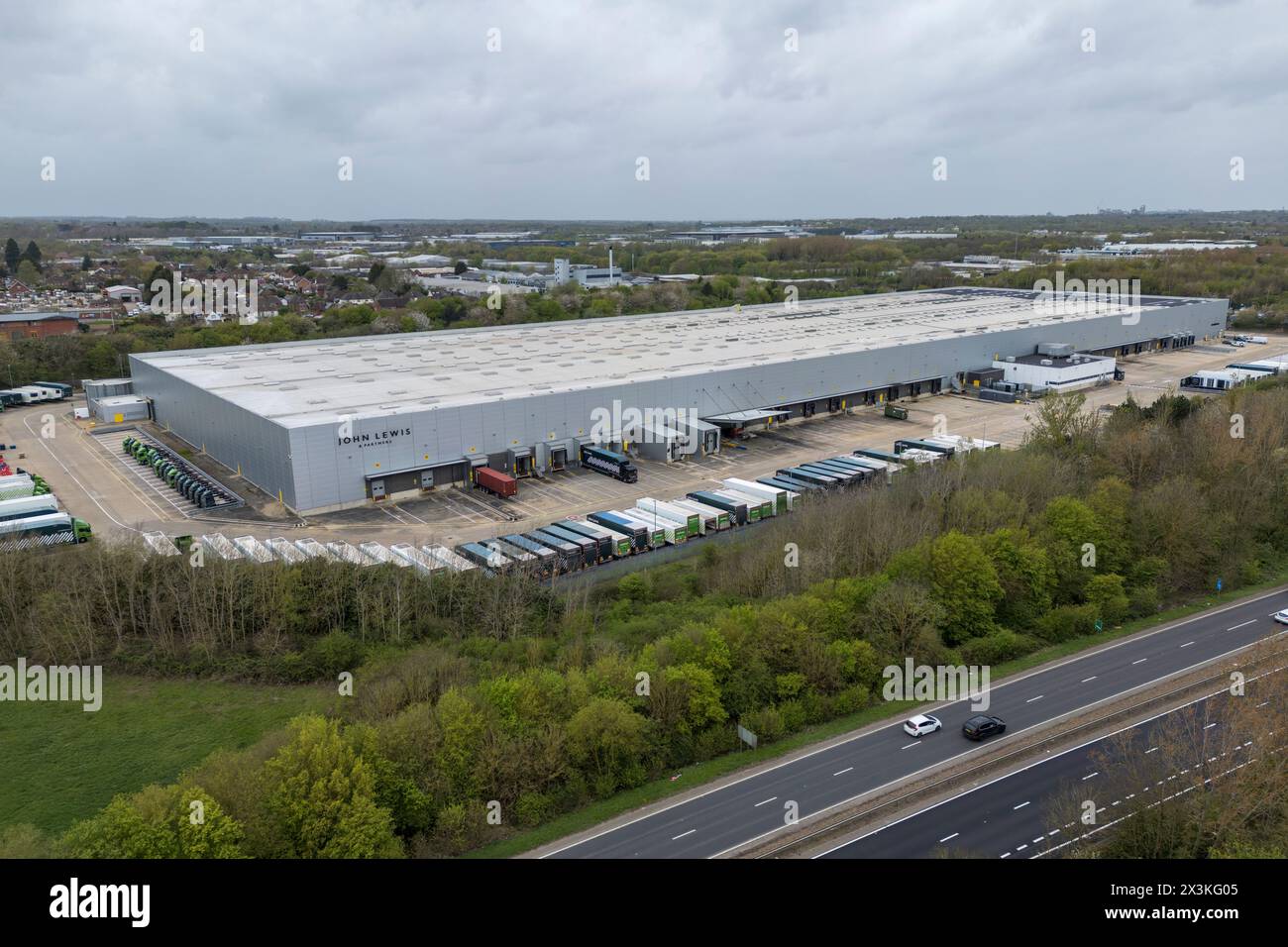 Aerial view of the John Lewis Fenny Lock distribution centre, Milton ...