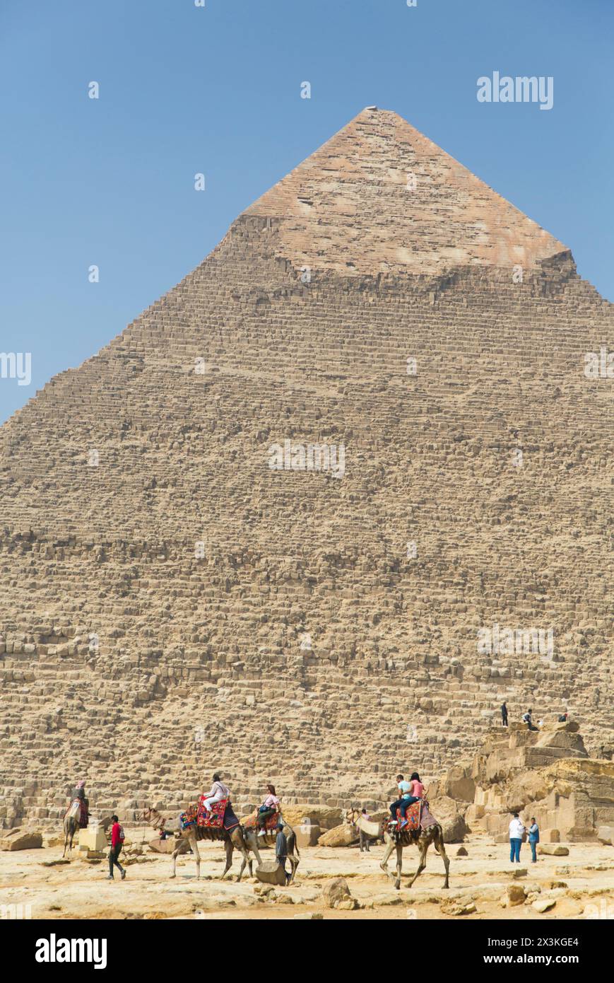 Tourists Riding Camels, Khafre Pyramid (background), Great Pyramids of ...