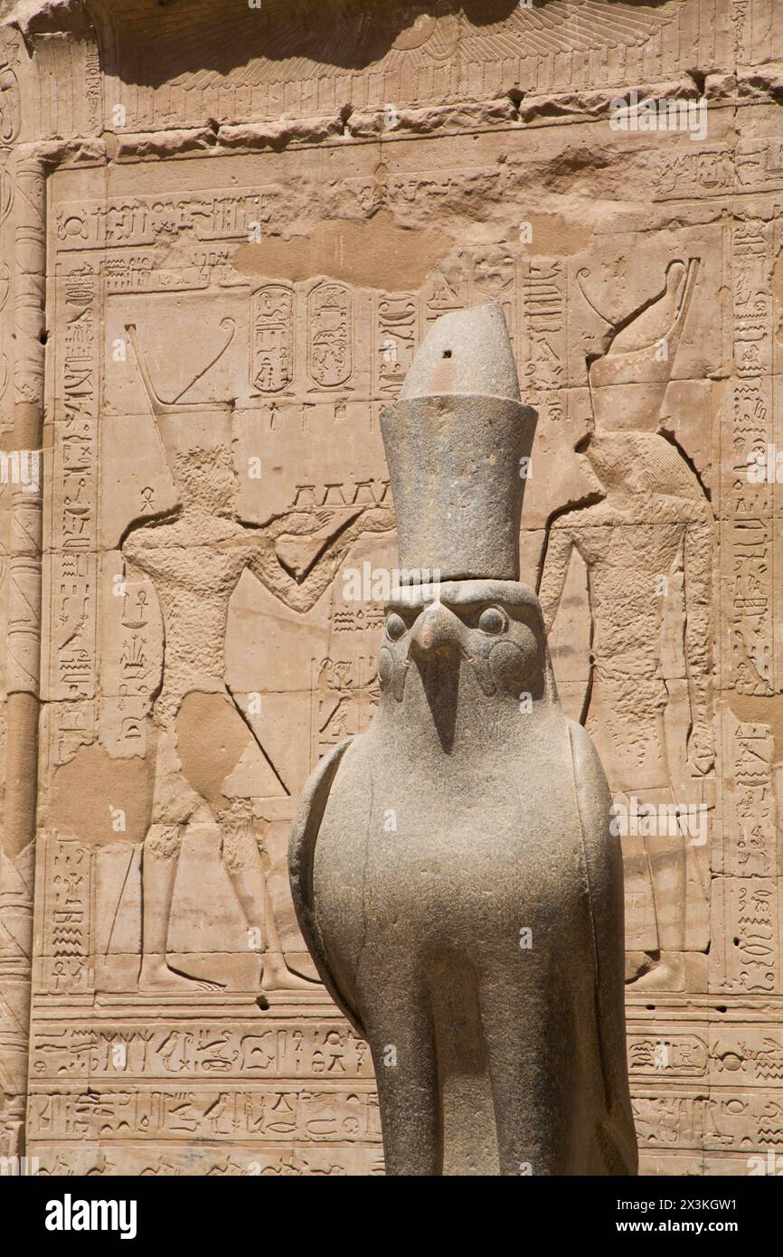 Statue of Falcon, Front of First Pylon, Temple of Horus, Edfu, Egypt ...
