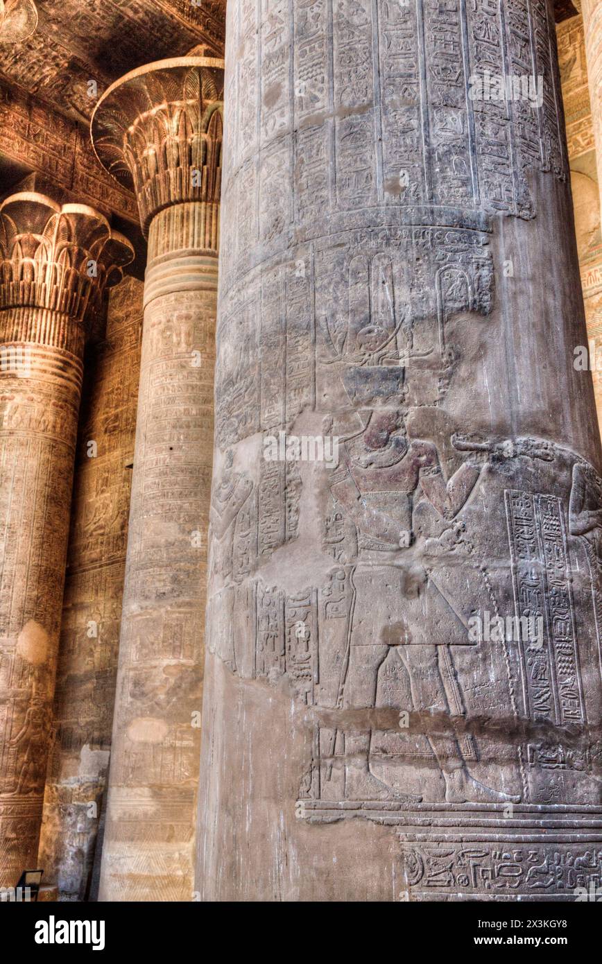 Bas Reliefs, Columns, Hypostyle Hall, Temple of Khnum, Esna, Egypt ...