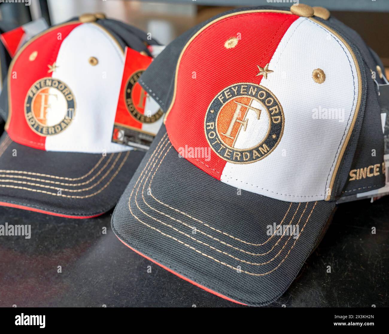 Caps on sale in the fan shop of De Kuip arena - the official ...