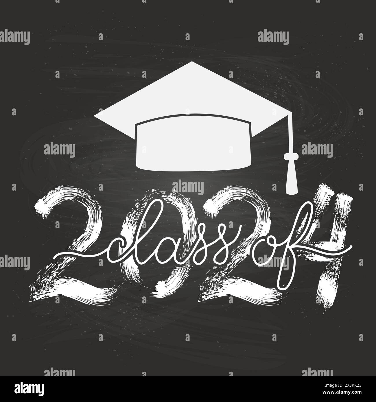Class of 2024 lettering with graduation cap on chalkboard background ...
