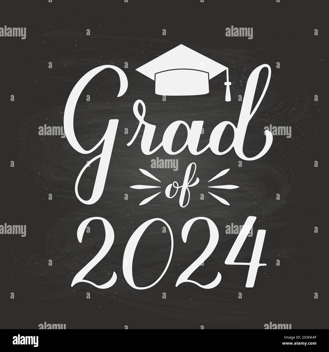 Grad of 2024 lettering with graduation cap on chalkboard background ...