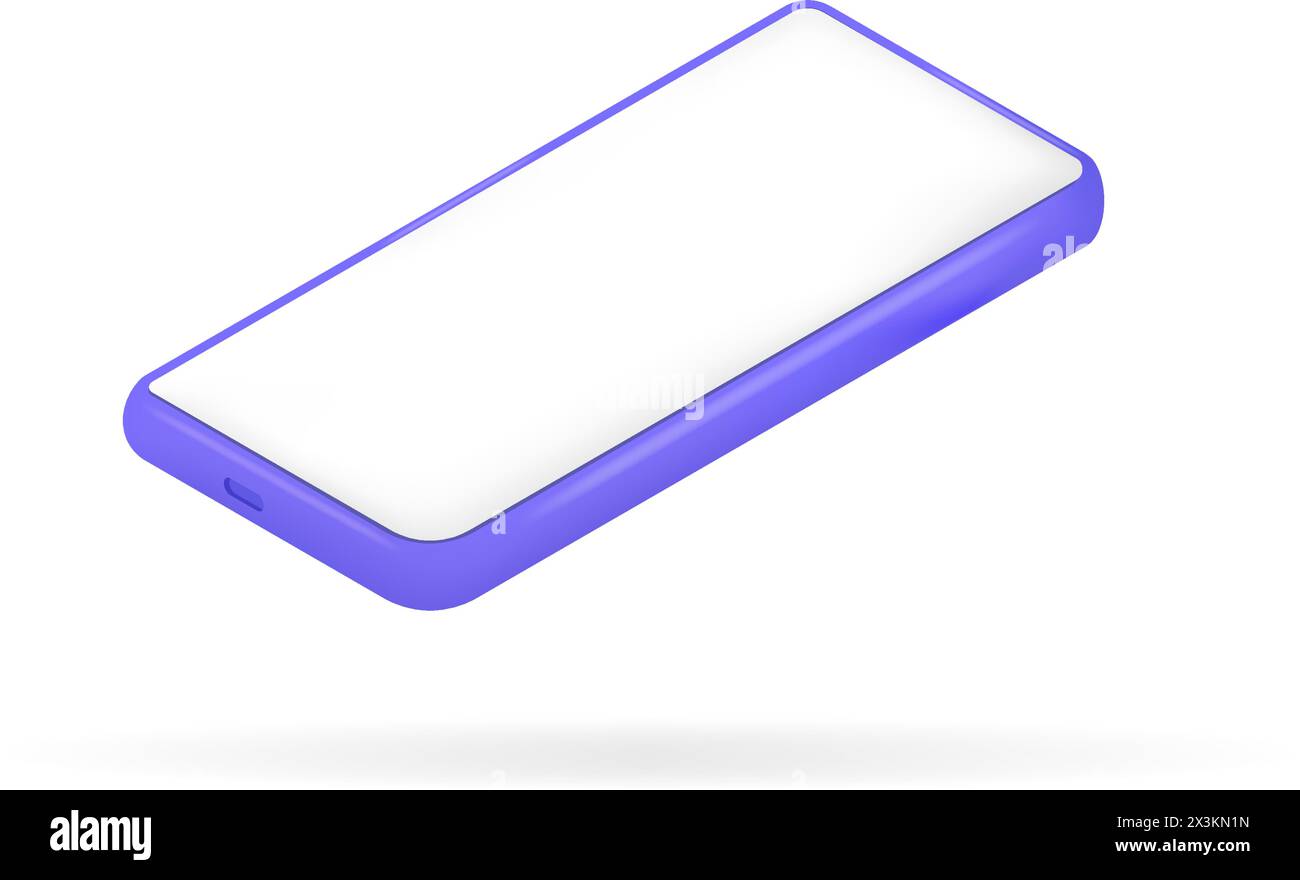 3D vector mobile phone isolated on transparent background with empty ...