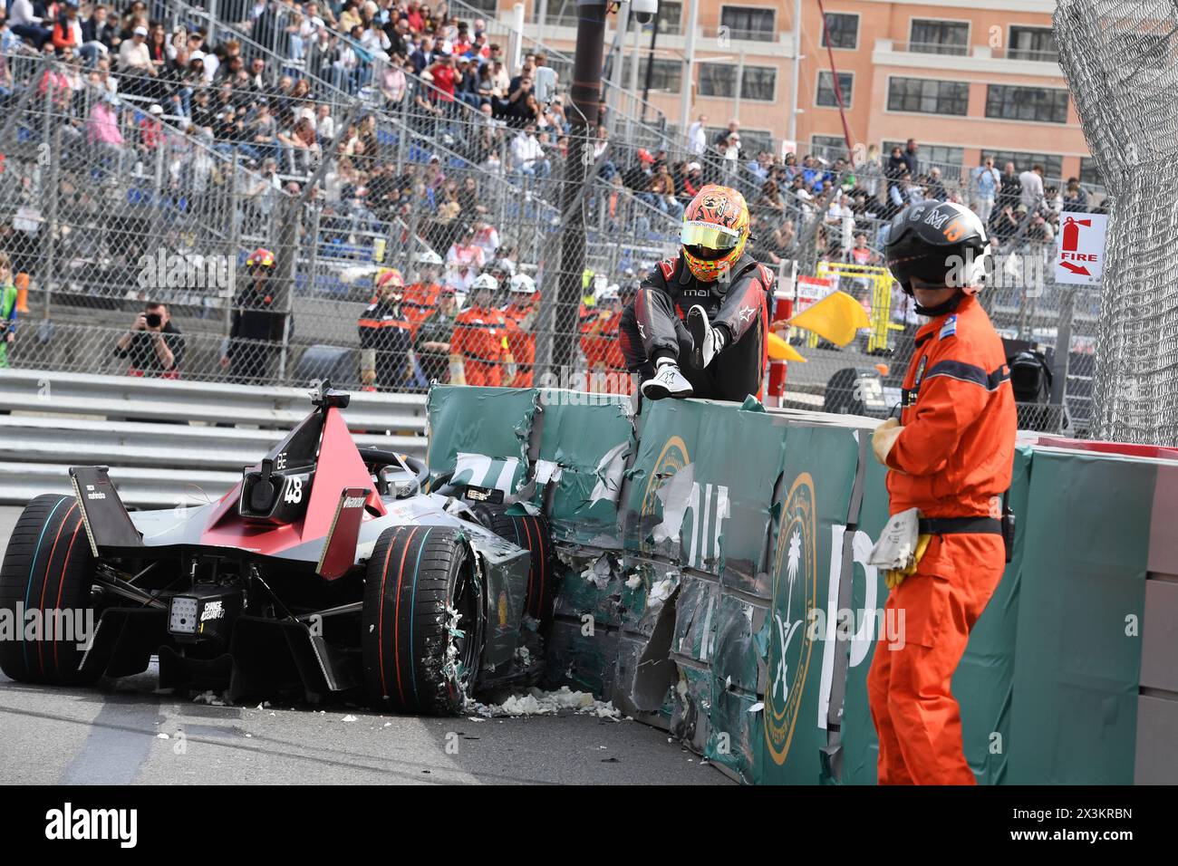 MONTE-CARLO, MONACO - APRIL 27: Edoardo Mortara crash the car during ...