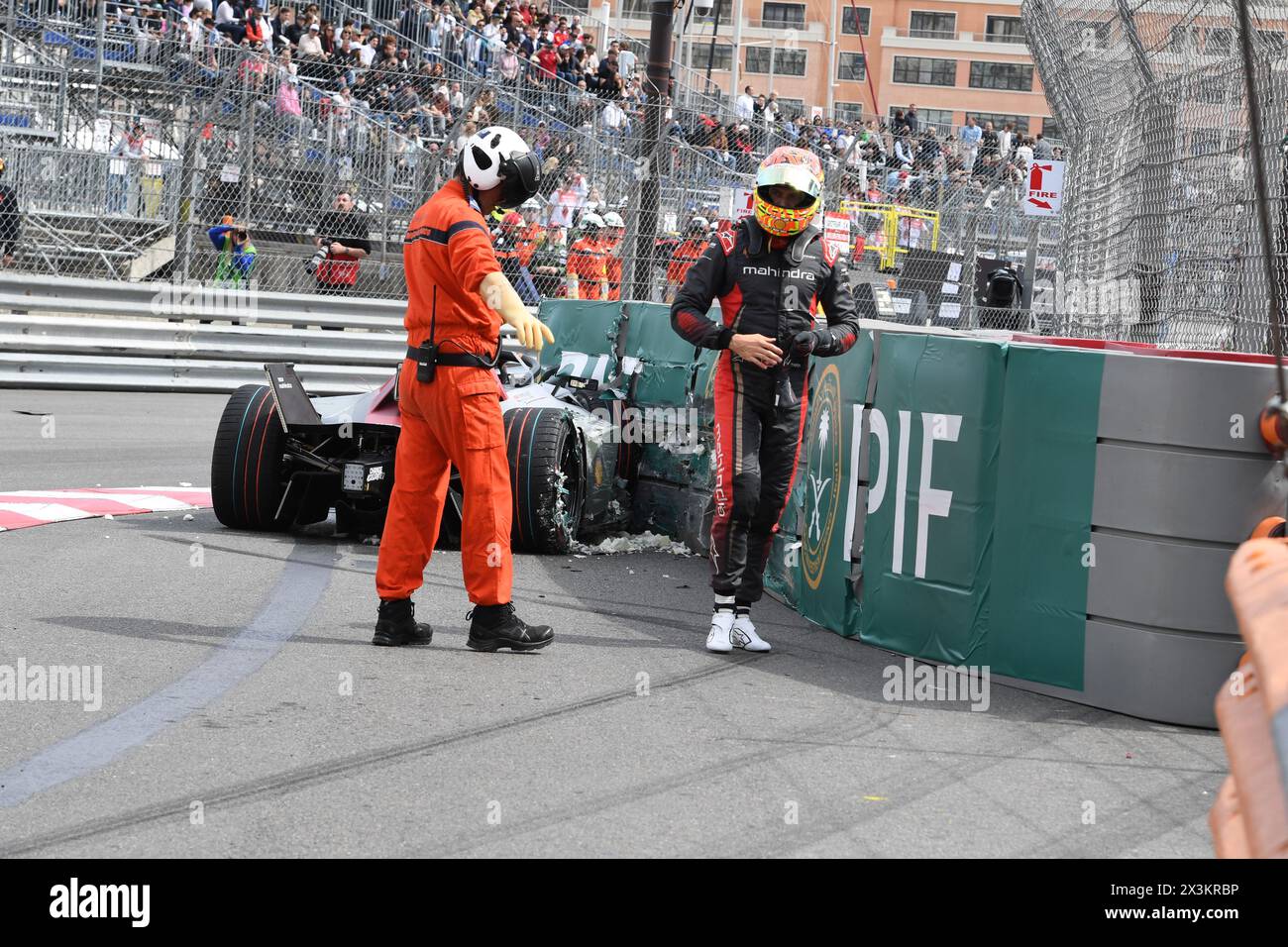 MONTE-CARLO, MONACO - APRIL 27: Edoardo Mortara crash the car during ...