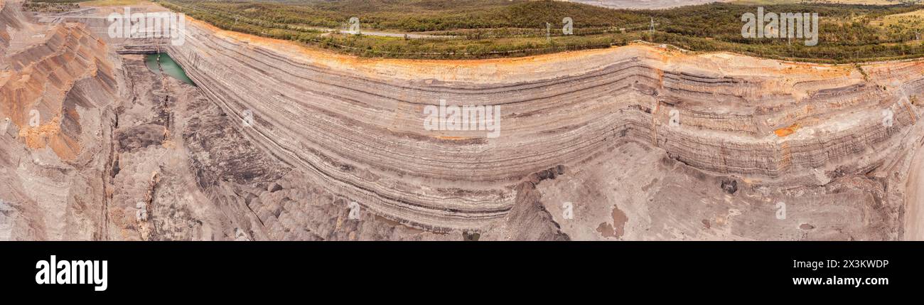 Huge deep open pit excavated mine in Hunter valley of Australia ...